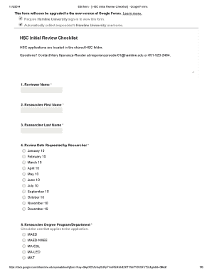 Fillable Online Edit form - HSC Initial Review Checklist - Google Forms ...