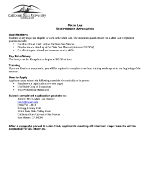 Receptionist Application Doc Template | Pdffiller
