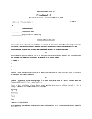 DVAT 15 template Doc Template | pdfFiller