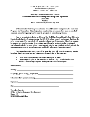 Comprehensive Induction Program Participation Agreement Doc Template ...