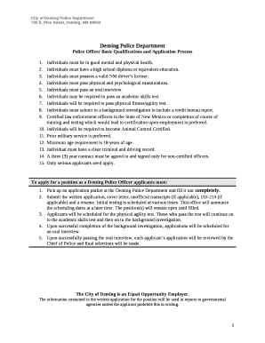 Deming Police Department Doc Template | pdfFiller