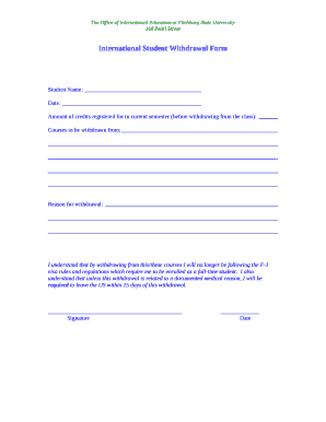 International Student Withdrawal Doc Template | pdfFiller
