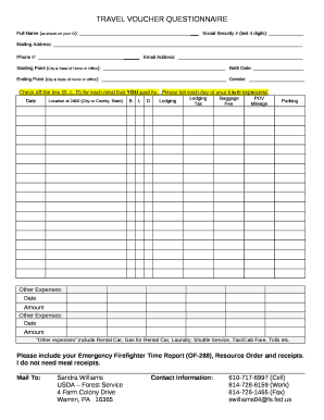 Travel Questionnaire Sample | pdfFiller