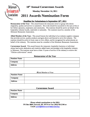 10th Annual Cornerstone Awards Doc Template | pdfFiller