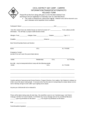 CECIL DISTRICT DAY CAMP - CAMPER INATION/TRANSPORTATION/PHOTO Doc ...