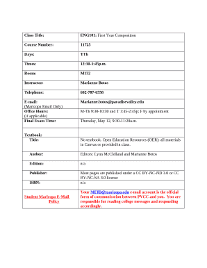 ENG101: First Year Composition Doc Template | pdfFiller