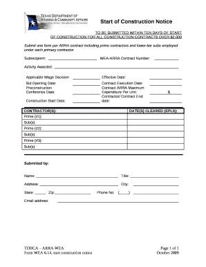 Start of Construction Notice Doc Template | pdfFiller