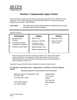 Workers Compensation Injury Packet Doc Template | pdfFiller