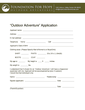 Fillable Online Outdoor Adventure Application Fax Email Print - pdfFiller