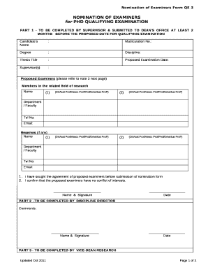 for PHD QUALIFYING EXAMINATION Doc Template | pdfFiller