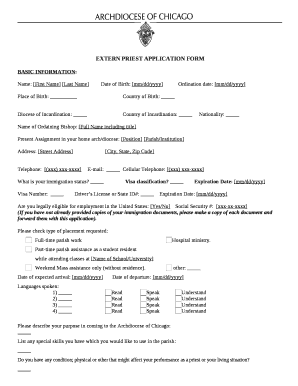 EXTERN PRIEST APPLICATION Doc Template | pdfFiller