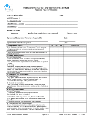 Protocol Review Checklist Doc Template | pdfFiller