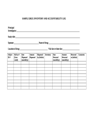 SAMPLE DRUG INVENTORY AND ACCOUNTABILITY LOG - depts washington Doc ...