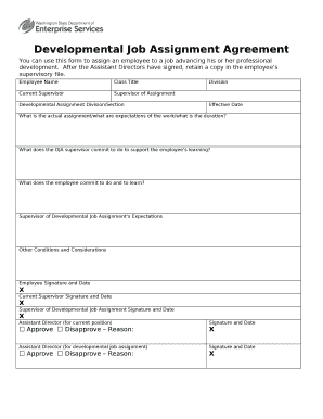 Developmental Job Assignment Agreement - des wa Doc Template | pdfFiller