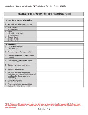 REQUEST FOR INATION (RFI) RESPONSE - des wa Doc Template | pdfFiller