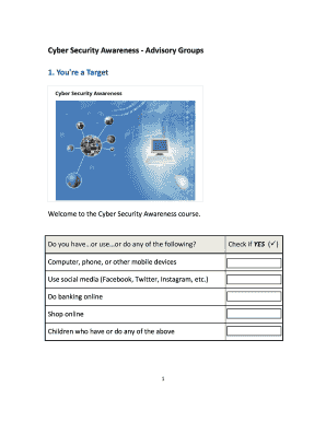 Fillable Online Cyber Security Awareness - Advisory Groups Fax Email ...