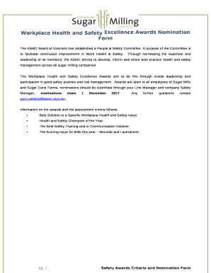 Workplace Health and Safety Excellence Awards Nomination template Doc ...