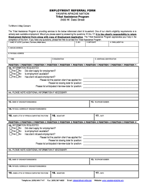 Fillable Online EMPLOYMENT REFERRAL FORM Fax Email Print - pdfFiller