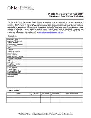 Discretionary Grant Program Application Doc Template | pdfFiller