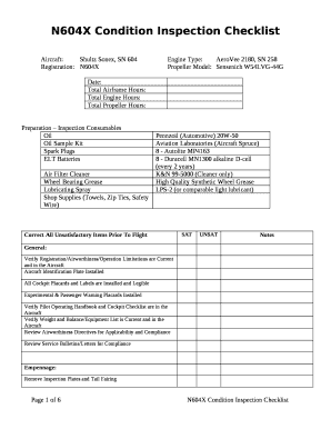 N604X Condition Inspection Checklist Doc Template | pdfFiller