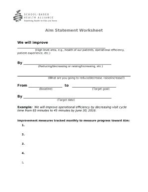 Aim Statement Worksheet Doc Template | pdfFiller