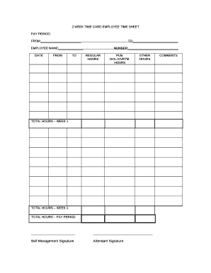 2 WEEK TIME CARD-EMPLOYEE TIME SHEET Doc Template | pdfFiller