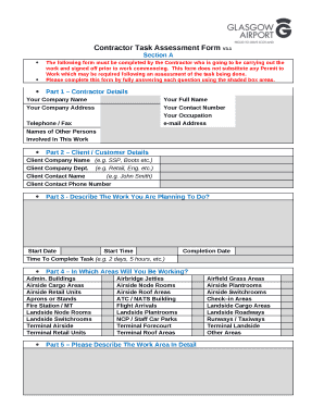 Contractor Task Assessment V3 Doc Template | pdfFiller