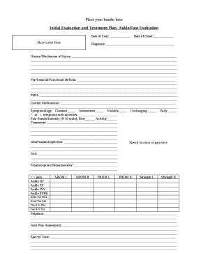 Initial Evaluation and Treatment Plan- Ankle/Foot Evaluation Doc ...