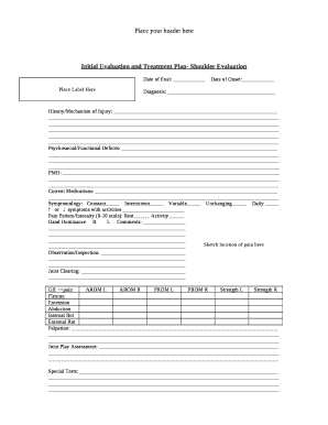 Initial Evaluation and Treatment Plan- Shoulder Evaluation Doc Template ...