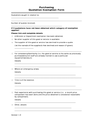 Quotation Exemption Doc Template | pdfFiller