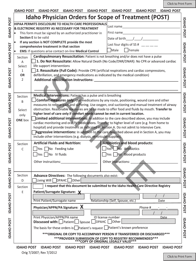 Fillable Online IDAHO POST Fax Email Print - pdfFiller
