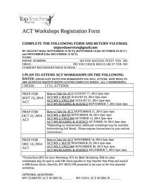 ACT Workshops Registration Doc Template | pdfFiller