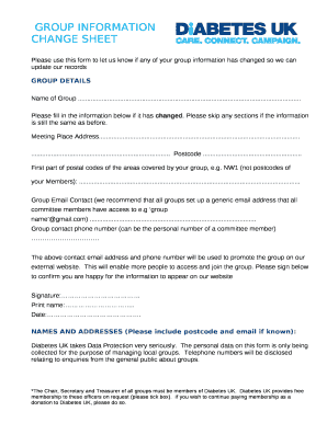 CHANGE SHEET Doc Template | pdfFiller