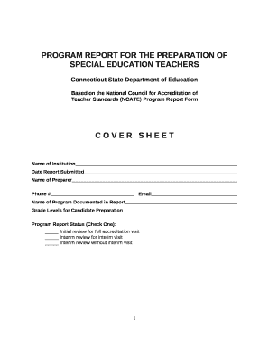 Teacher Standards (NCATE) Program Report Doc Template | pdfFiller