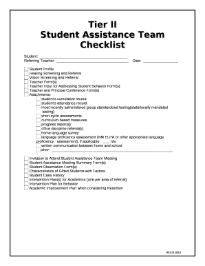 student assistance team checklist Doc Template | pdfFiller
