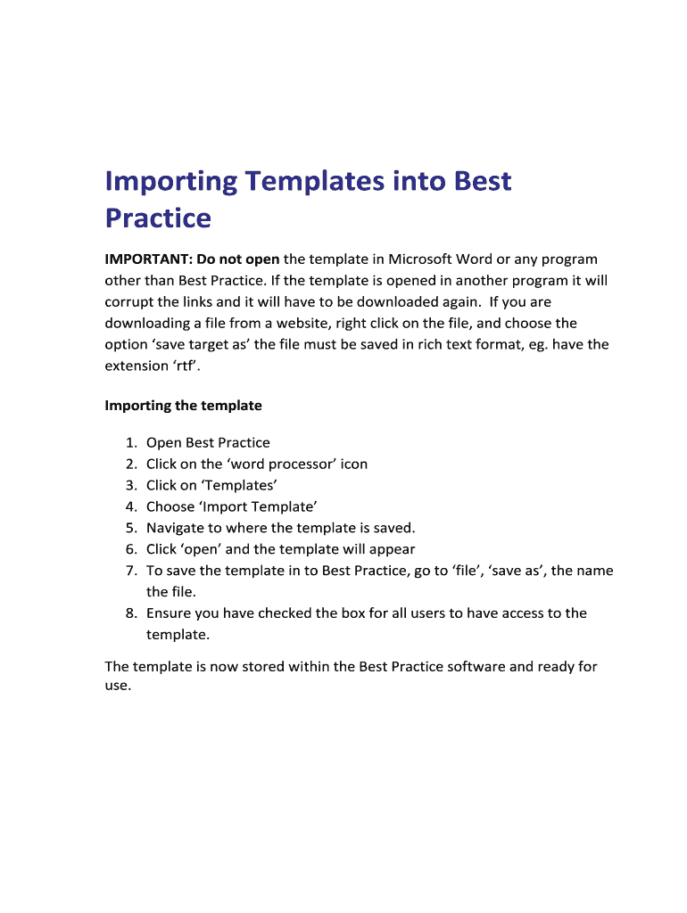 Fillable Online Importing Templates into Best Fax Email Print - pdfFiller
