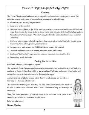 Fillable Online The Circle C Beginnings books and activities guide can ...