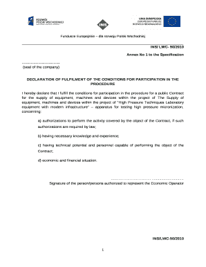 Annex No 1 to the Specification Doc Template | pdfFiller