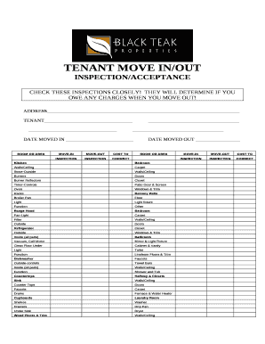 TENANT MOVE IN/OUT Doc Template | pdfFiller
