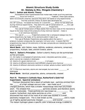 Atomic Structure Study Guide Doc Template | pdfFiller