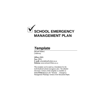 SCHOOL EMERGENCY MANAGEMENT PLAN Doc Template | pdfFiller