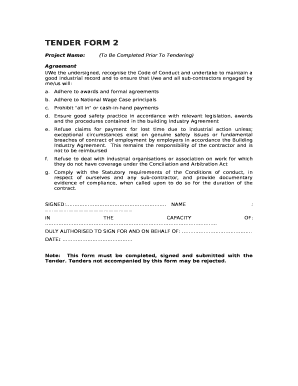 TENDER 2 Doc Template | pdfFiller