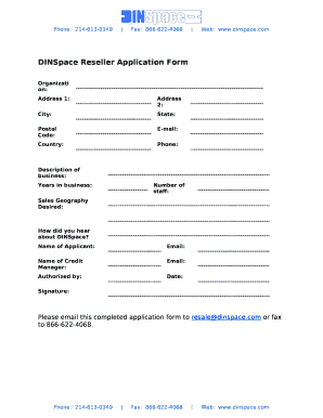 DINSpace Reseller Application Doc Template | pdfFiller