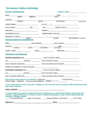Tennessee Valley Audiology Doc Template | pdfFiller