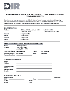 AUTHORIZATION FOR AUTOMATED CLEARING HOUSE (ACH) VENDORPAYMENTS Doc ...