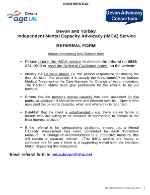 Independent Mental Capacity Advocacy (IMCA) Service Doc Template ...