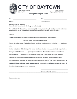 Occupancy Report Doc Template | pdfFiller