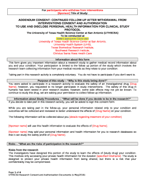 ADDENDUM CONSENT: CONTINUED FOLLOW-UP AFTER WITHDRAWAL FROM ...