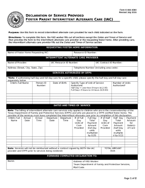 Declaration of Service Provided Doc Template | pdfFiller