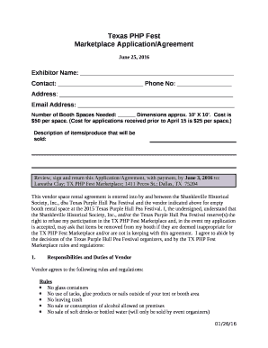Marketplace Application/Agreement Doc Template | pdfFiller